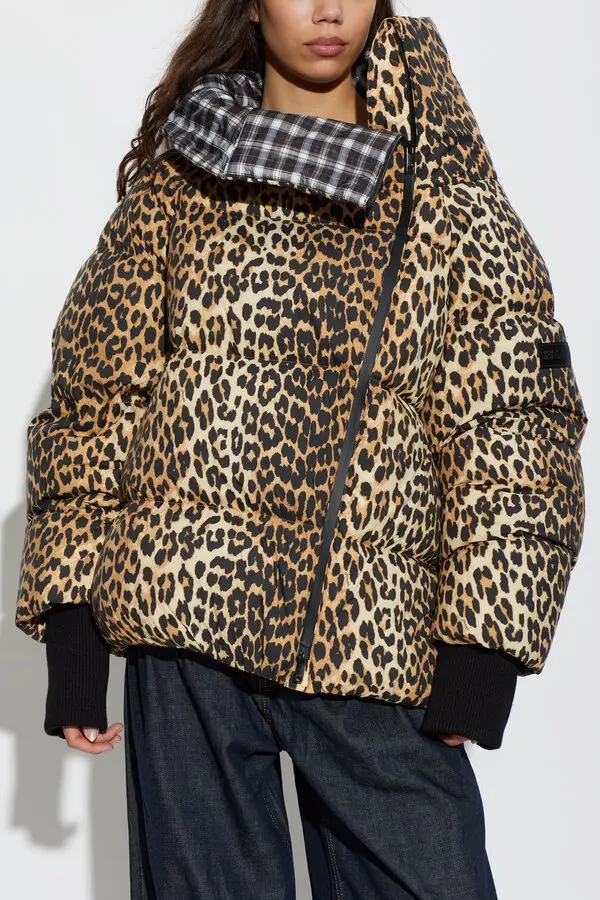 GANNI Animal Print Down Jacket