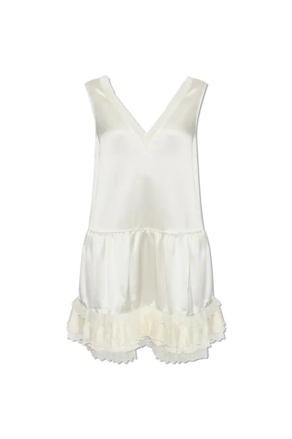 GANNI Satin Dress With Lace Inserts