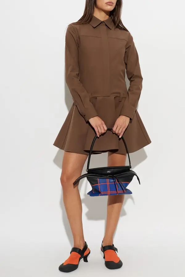 Loewe Cotton Mini Dress With Embroidered Logo - Brown