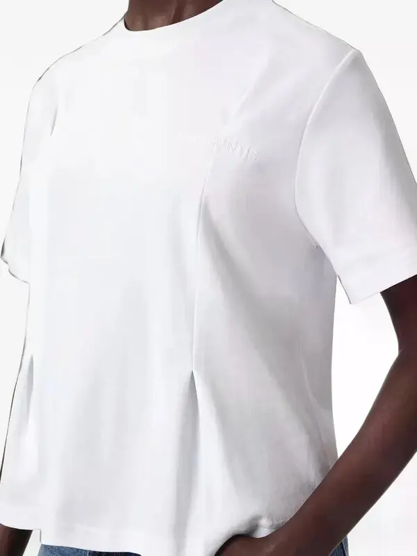 ALLSAINTS Pleated Embroidered-logo T-shirt - White