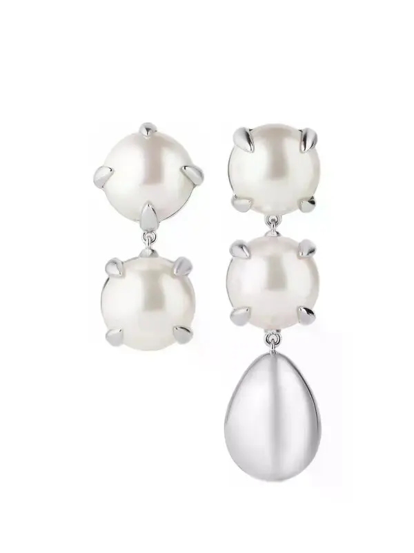 Givenchy Spiky Pearl Asymmetric Earrings In Metal And Pearls - White