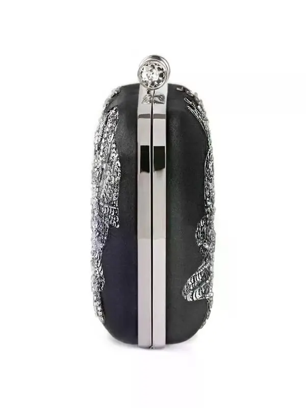 Givenchy Pout Evening Clutch With Sequins Floral Embroideries - Black