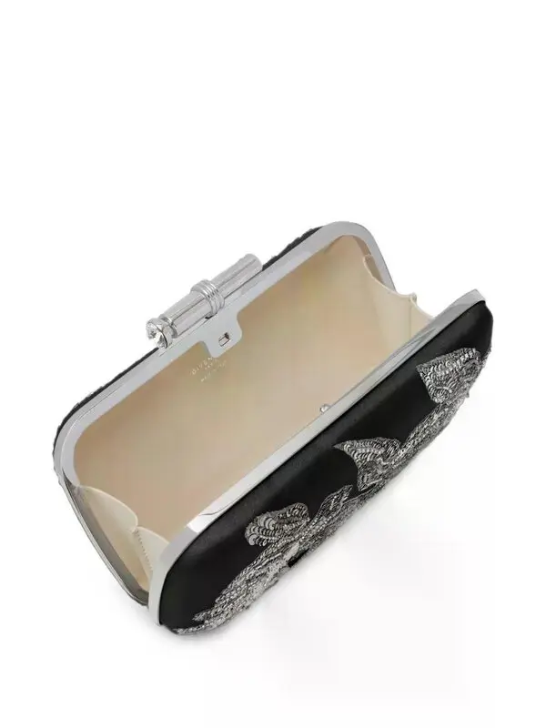 Givenchy Pout Evening Clutch With Sequins Floral Embroideries - Black
