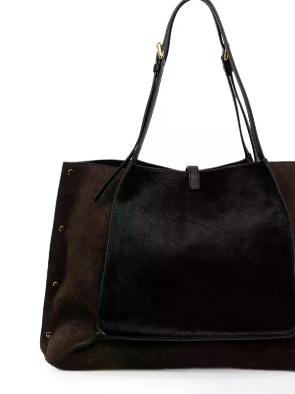 POLLINI Austin Stud-embellished Calf-hair Tote Bag - Brown