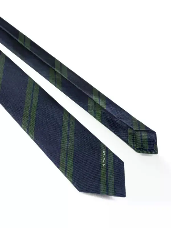 Givenchy Double Stripes Tie In Silk Gros Grain - Blue