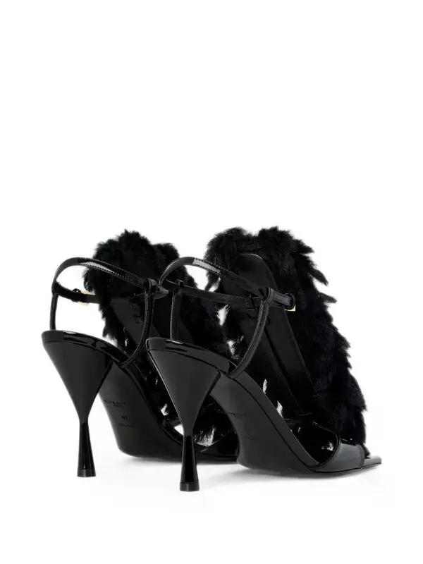 Givenchy Pompom Heeled Sandals In Patent Leather And Knit