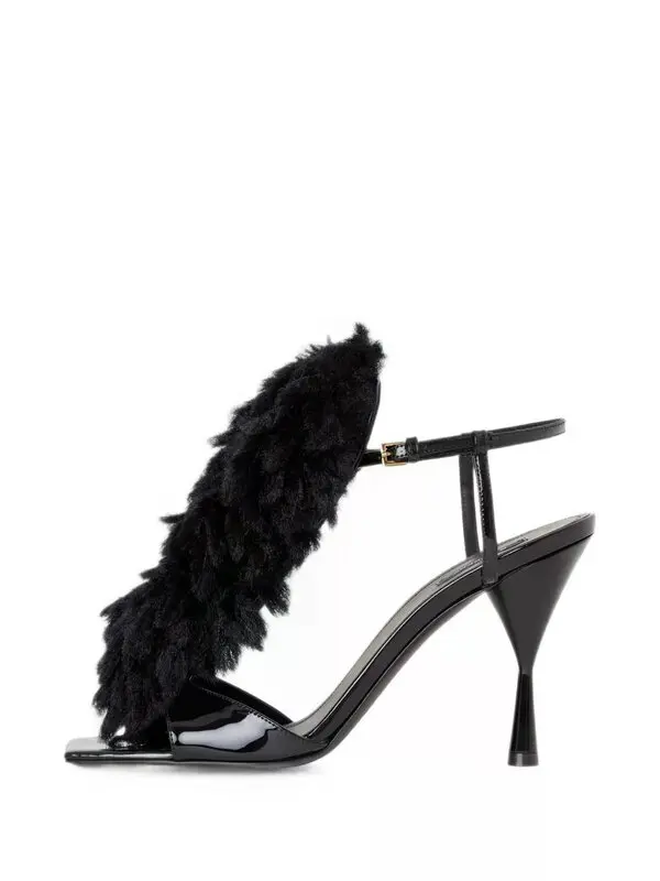Givenchy Pompom Heeled Sandals In Patent Leather And Knit