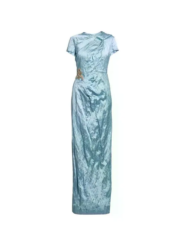 Erdem Embroidered Draped Gown
