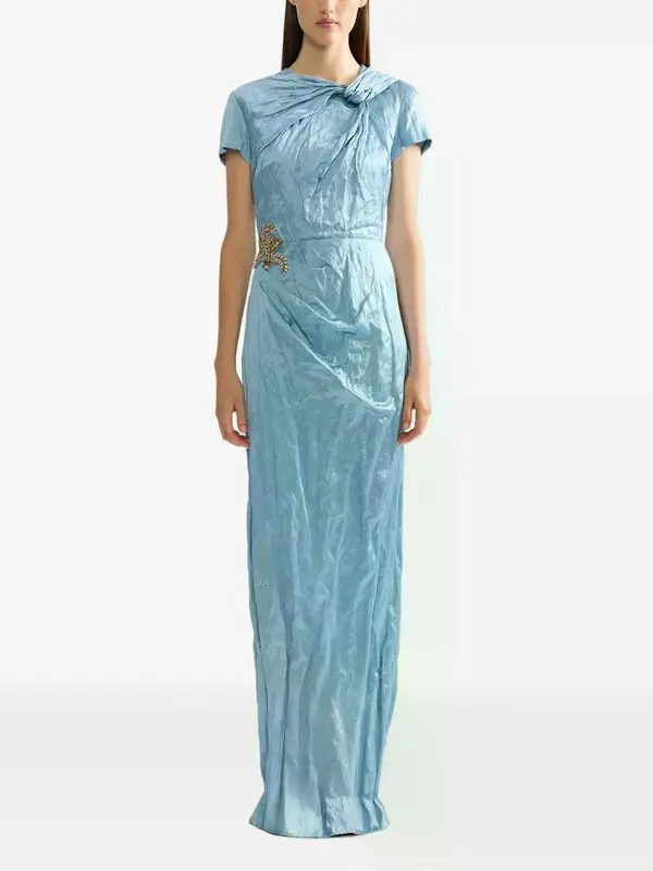 Erdem Embroidered Draped Gown - Blue