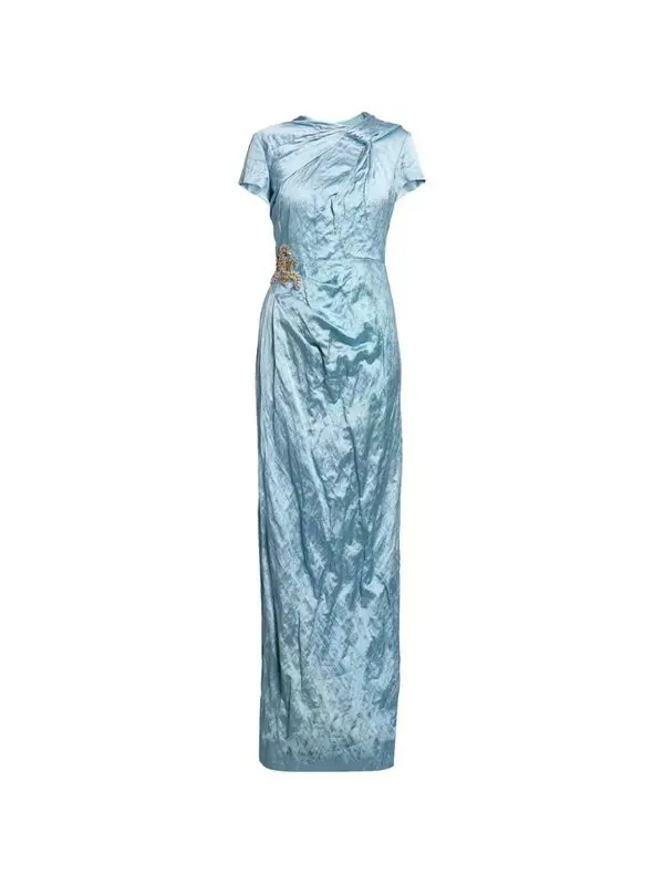 Erdem Embroidered Draped Gown - Blue