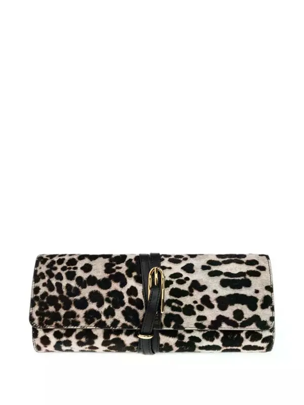 LIFFNER Leopard-print Buckle-fastening Clutch Bag - Neutrals
