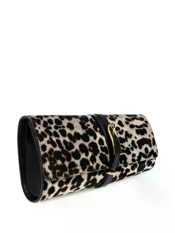 LIFFNER Leopard-print Buckle-fastening Clutch Bag - Neutrals