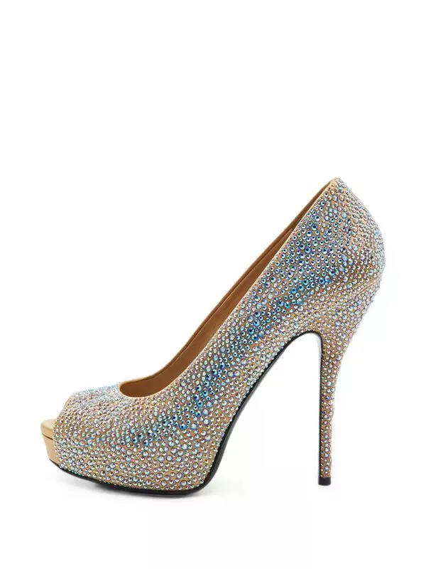 Gucci Sofia Crystal-embellished Peep-toe Pumps