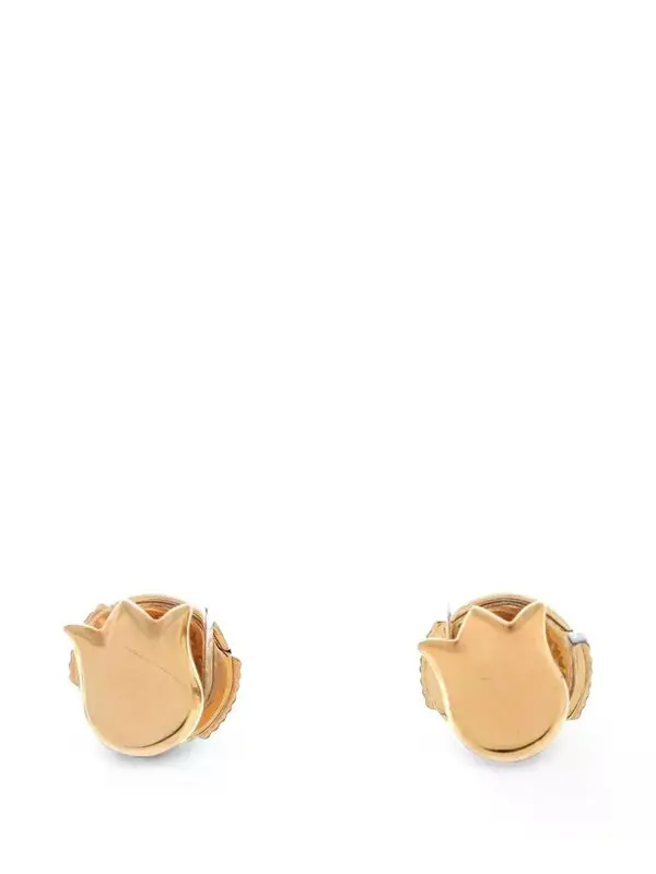 Cartier Tulip Flower Stud 18k Rose Gold Earrings - Pink