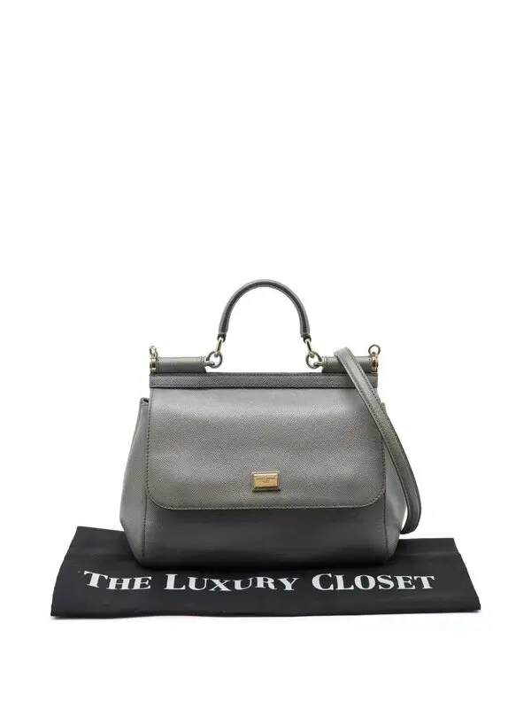 Dolce & Gabbana Miss Sicily Leather Handbag - Grey