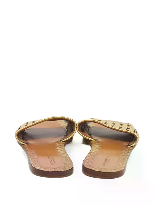 Bottega Veneta Ravello Intrecciato Leather Sandals - Gold