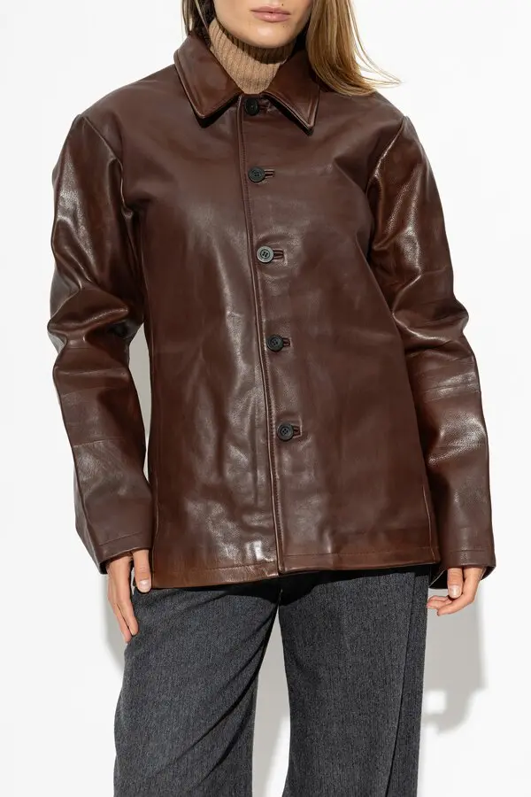 Studio Nicholson Leather Jacket ‘landau - Brown