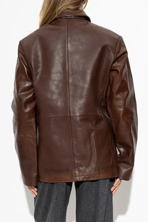 Studio Nicholson Leather Jacket ‘landau - Brown