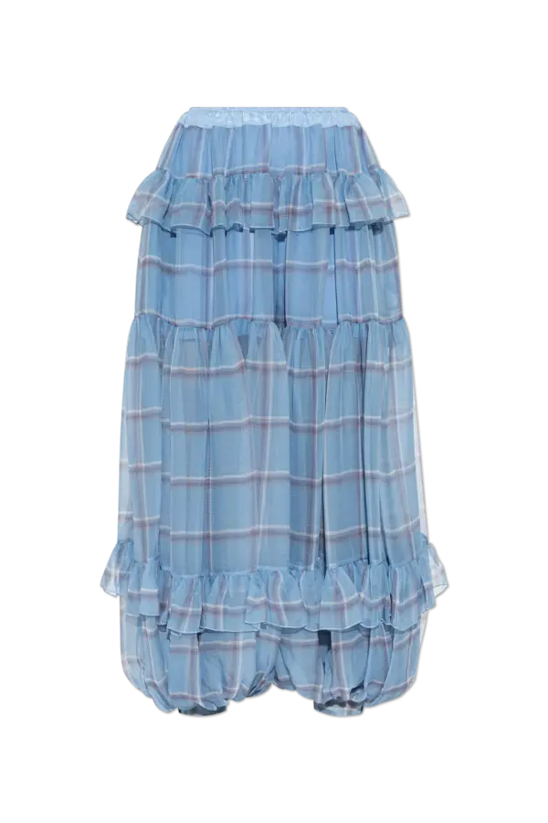 Chloé Loose-fit Silk Trousers With Ruffles - Blue