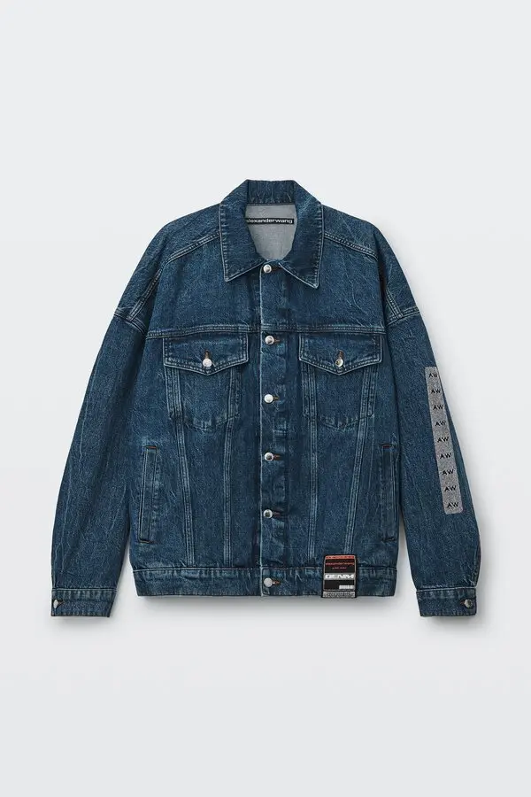 Alexander Wang Oversized Graphic Trucker Jacket - Deep Blue
