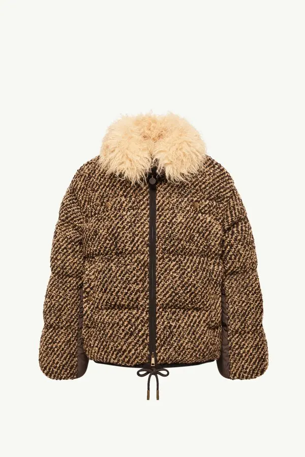Moncler Dynamique Bouclé Short Down Jacket - Brown