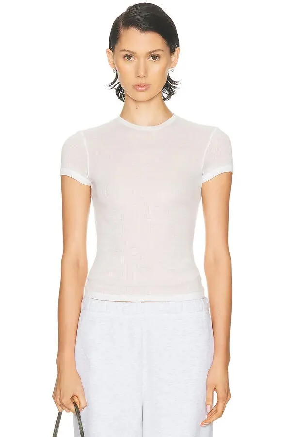 SKIMS Sheer Cotton Crewneck Standard T-shirt - Snow