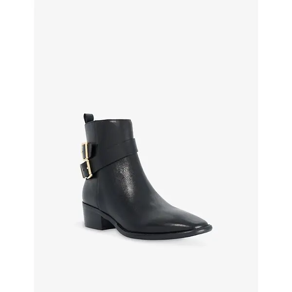 DUNE Pattin Buckle-embellished Leather Ankle Boots - Black Leather