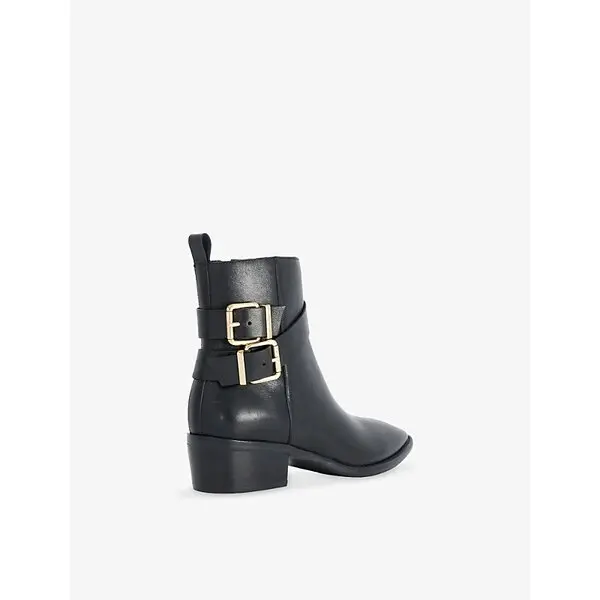 DUNE Pattin Buckle-embellished Leather Ankle Boots - Black Leather