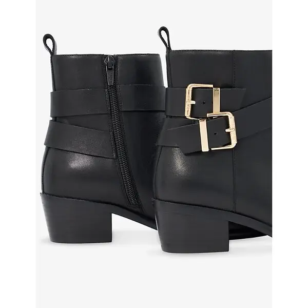 DUNE Pattin Buckle-embellished Leather Ankle Boots - Black Leather