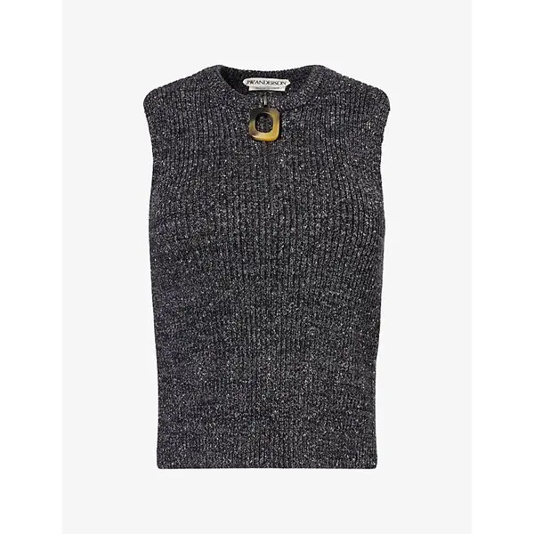 JW Anderson Quarter-zip Sleeveless Cotton-blend Tank Top - Black