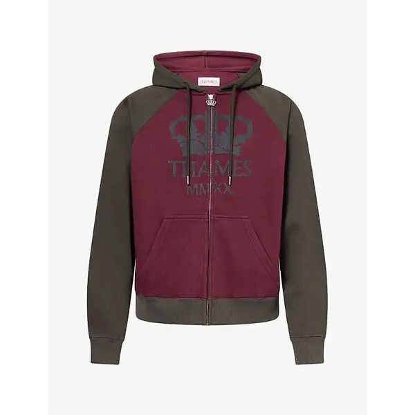 THAMES Stamp Brand-print Cotton-blend Hoody - Olive