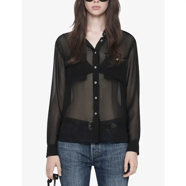 ALLSAINTS Maven Sheer Relaxed-fit Woven Shirt - Sheer Black