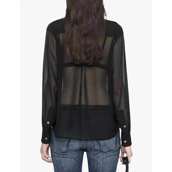 ALLSAINTS Maven Sheer Relaxed-fit Woven Shirt - Sheer Black
