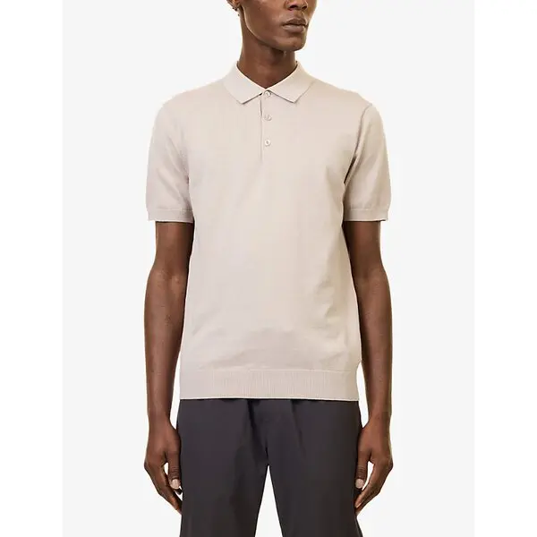 ARNE Ribbed-trim Cotton Polo Shirt - Stone