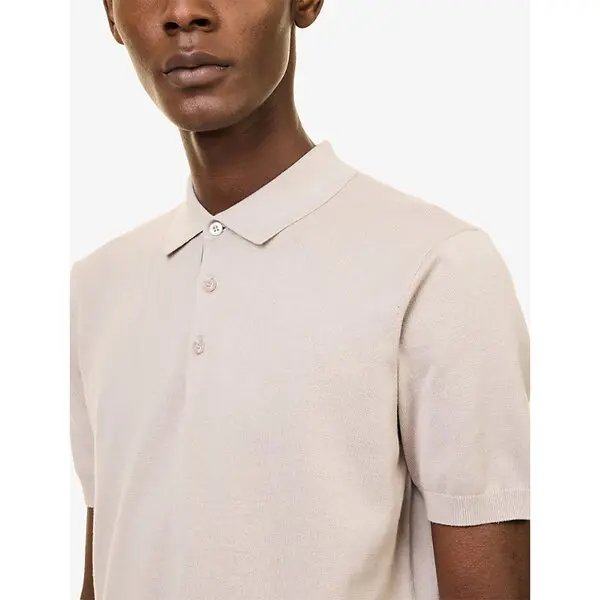 ARNE Ribbed-trim Cotton Polo Shirt - Stone