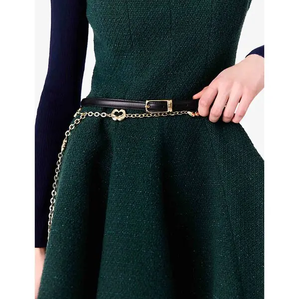 Maje Logo-detail Brass Chain Belt - Light Gold