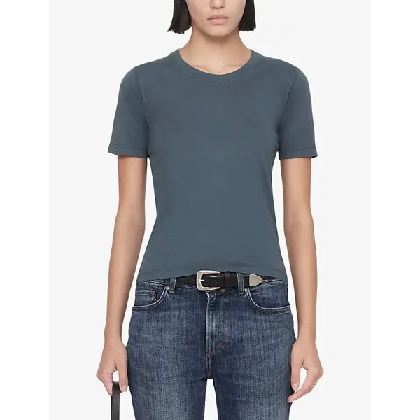 ALLSAINTS Hela Short-sleeve Cotton T-shirt - Teal Blue
