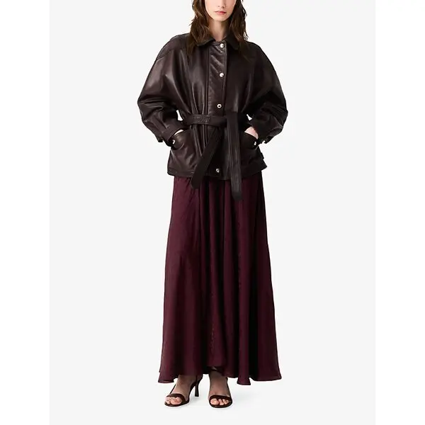 Maje Button-embellished Relaxed-fit Leather Jacket