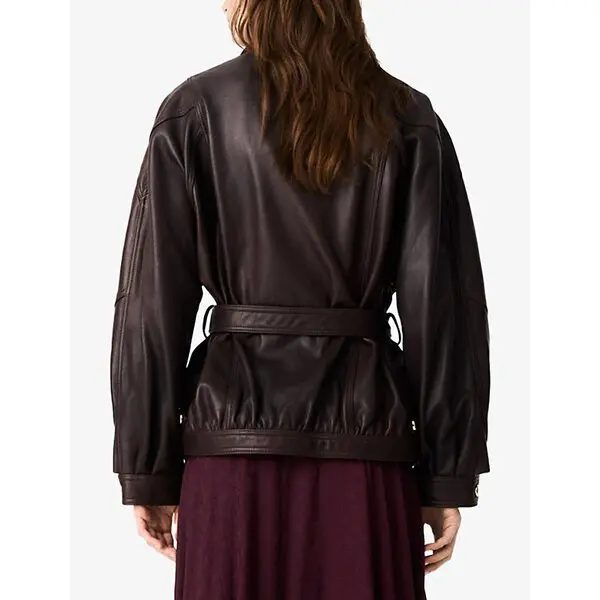Maje Button-embellished Relaxed-fit Leather Jacket