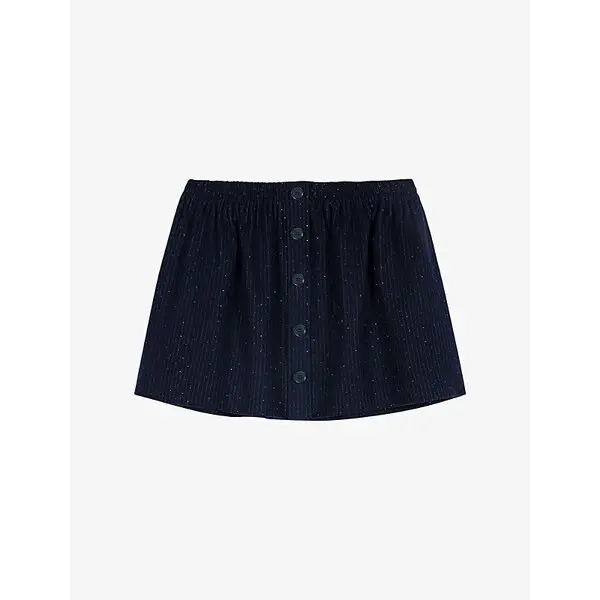 Maje Tailored Rhinestone-embellished Stretch-woven Mini Skirt
