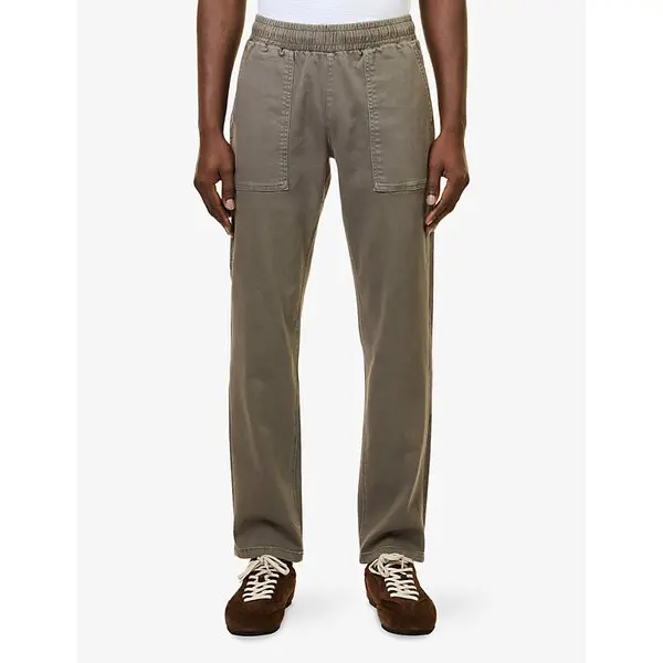 ARNE Carpenter Elasticated-waist Denim Trousers - Dark Olive