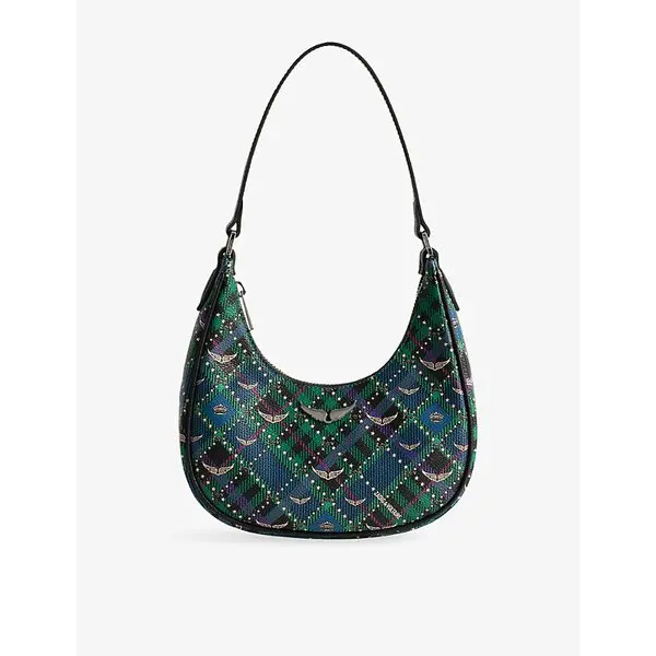 Zadig&Voltaire Z Night Out Punk Check Coated-canvas Shoulder Bag - Emerald