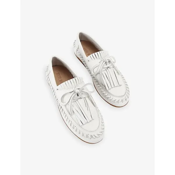 Steve Madden Samual Leather Boat Shoes - White