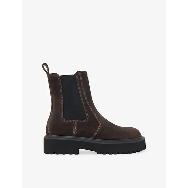 Maje Brand-plaque Suede Chelsea Boots