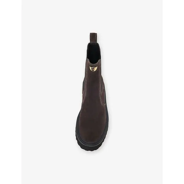 Maje Brand-plaque Suede Chelsea Boots