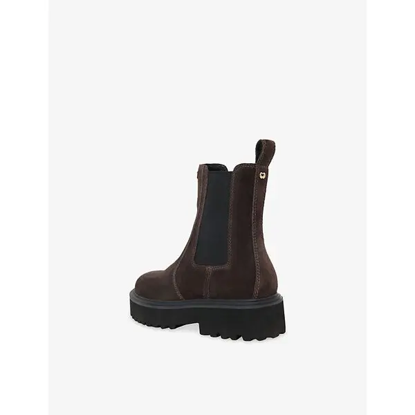 Maje Brand-plaque Suede Chelsea Boots