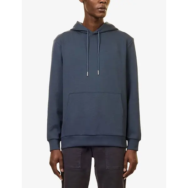 ARNE Interlock Stretch-jersey Hoody - Slate Blue