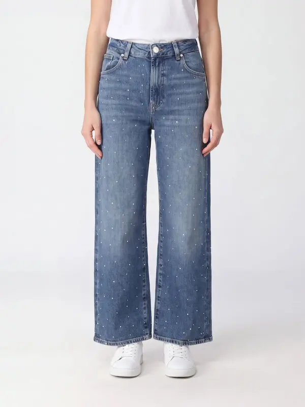 7 For All Mankind High-waisted Wide Leg Jeans In Denim With Rhinestone Application