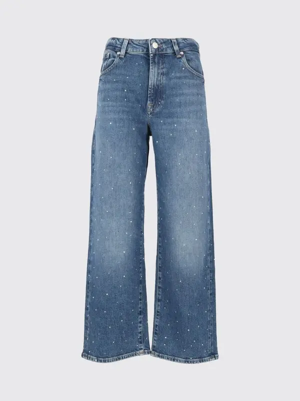 7 For All Mankind High-waisted Wide Leg Jeans In Denim With Rhinestone Application