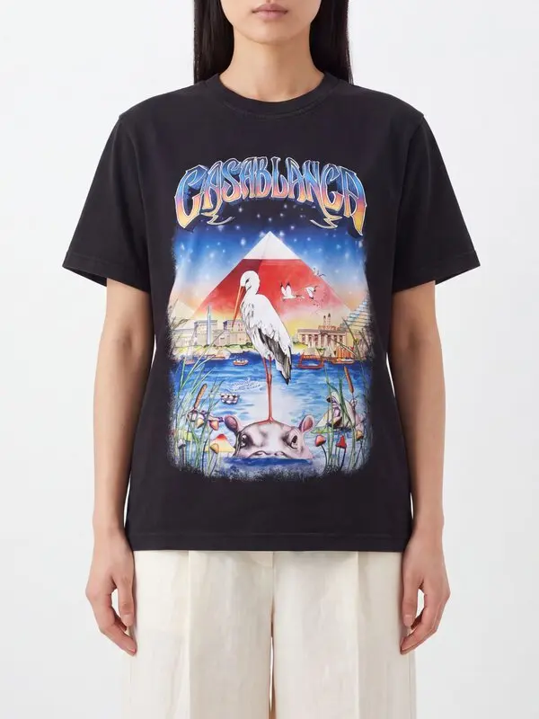 Casablanca Graphic Print Organic Cotton Crew Neck T-shirt